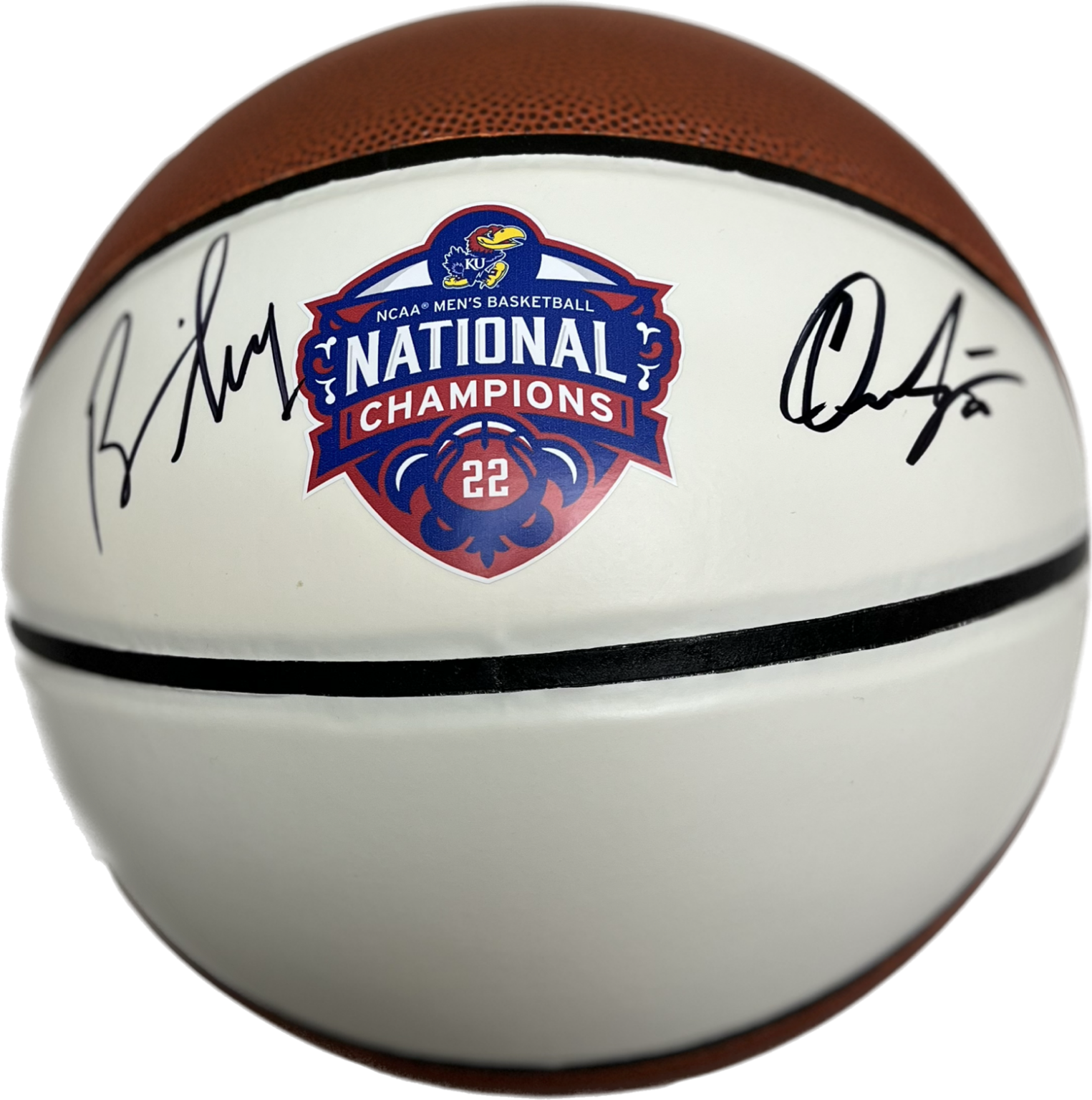 Jayhawk Autographs - Buy Bill Self and Ochai Agbaji Autographed Basketball