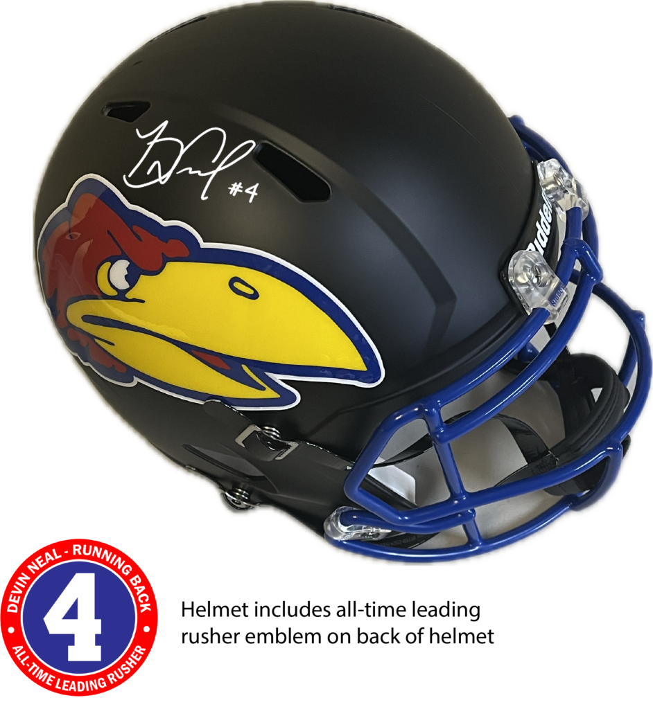 Jayhawk Autographs - Buy Devin Neal Signed Black Warhawk Helmet (Full ...